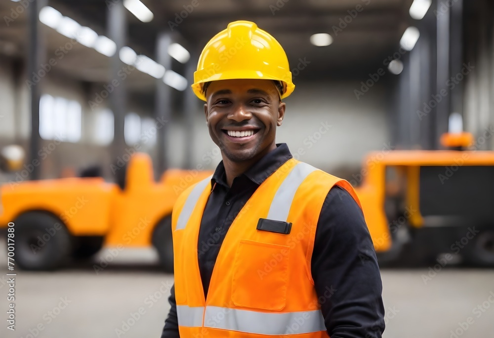 African men mechanical engineer, wearing safety equipment, While ...