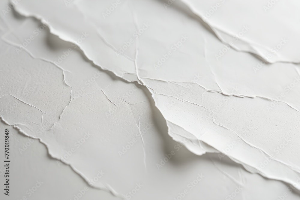 A white paper with a lot of wrinkles and creases. The paper is torn and ...