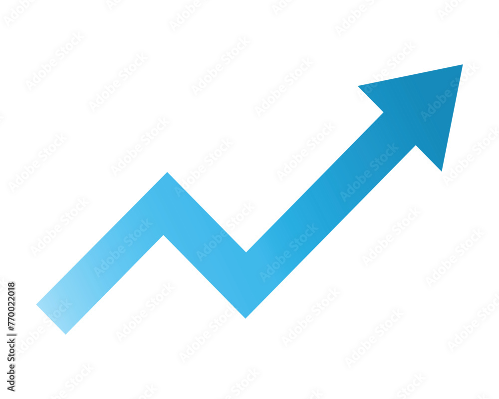 Upward stepping blue arrow. Growth Bar blue stairs step to growth ...