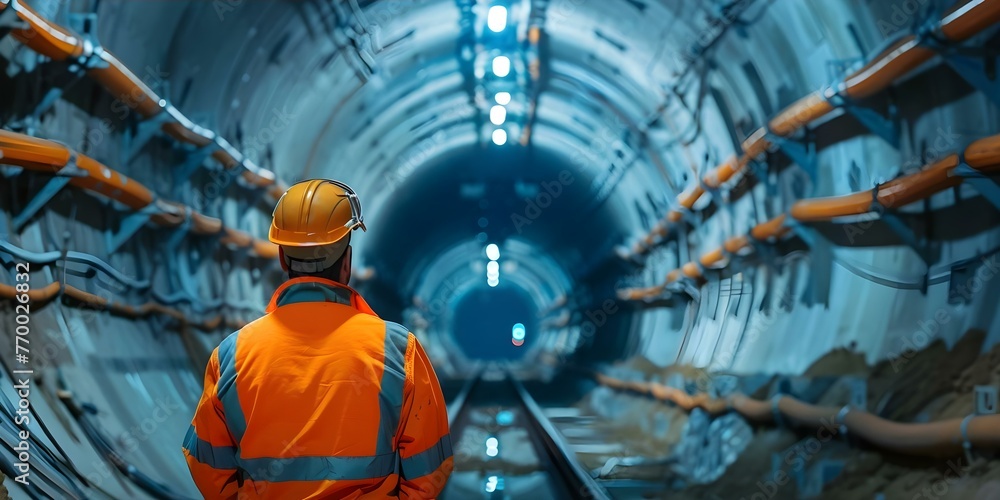 Supervising Tunnel Boring Machine Operation at Subway Construction Site ...