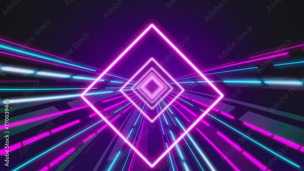 An animated black screen video with a neon theme can be used as a ...
