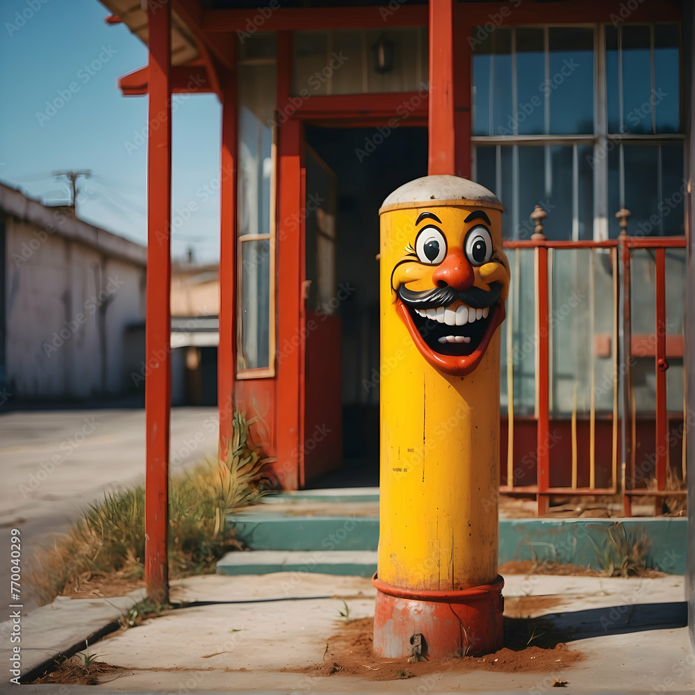 A joyful, smiling fire hydrant adds a touch of whimsy to an otherwise ...