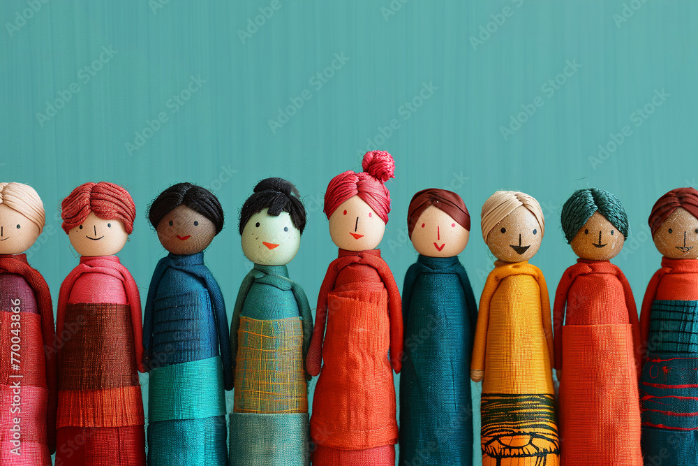 Global People diversity concept art shows in colorful puppet figures in ...