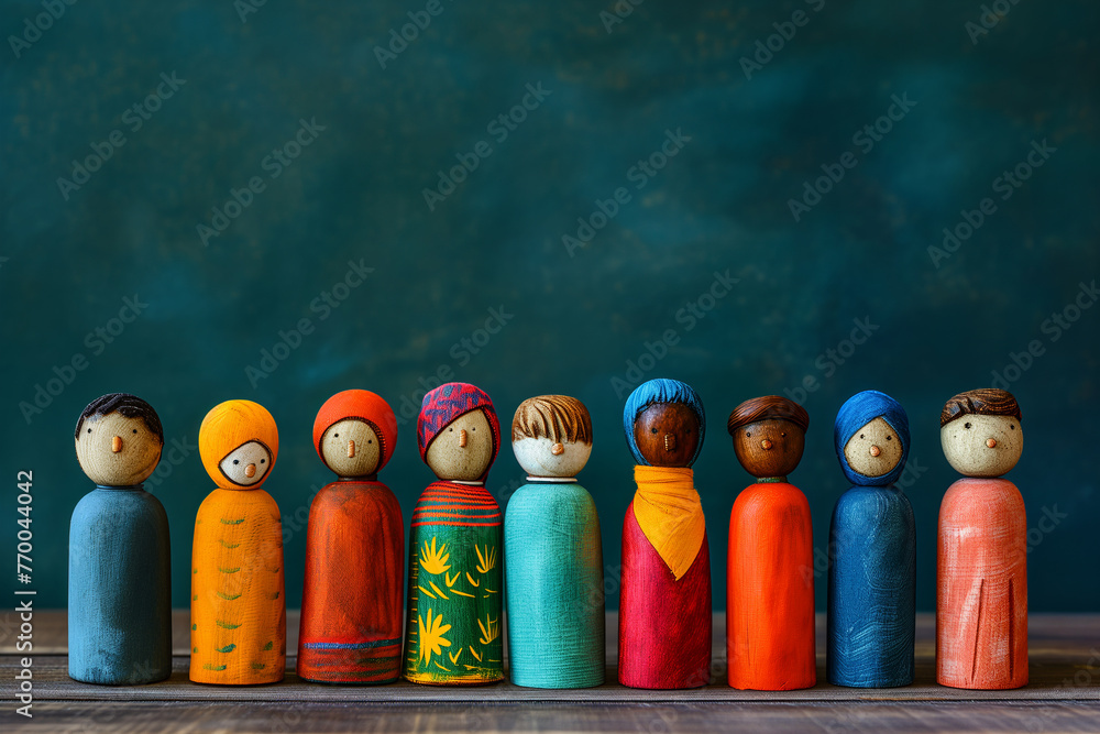 Global People diversity concept art shows in colorful puppet figures in ...