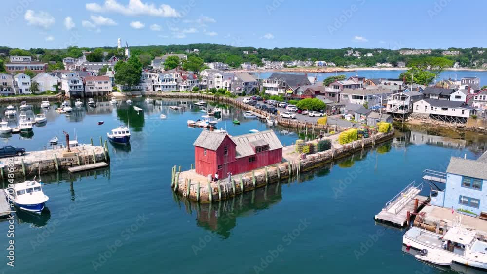 Motif Number 1 aerial view in historic waterfront village of Rockport ...
