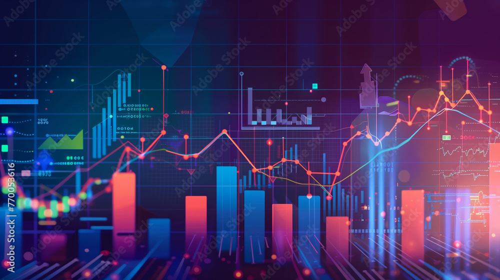The image depicts financial growth in business with rising profit ...