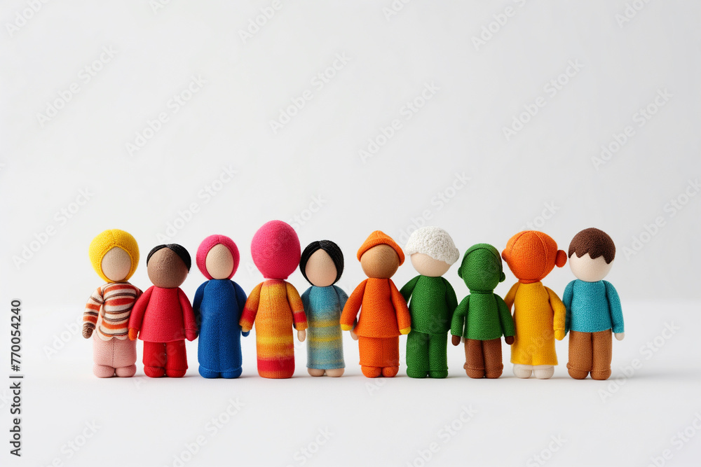 Global People diversity concept art shows in colorful puppet figures in ...