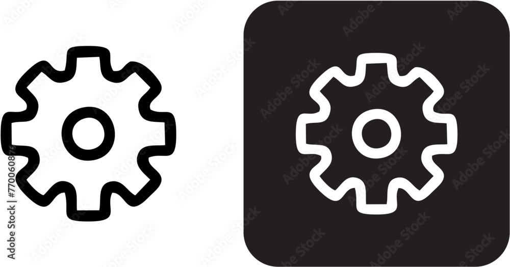 Black settings icon. Cogwheel symbol. Gear wheel vector linear icon for ...