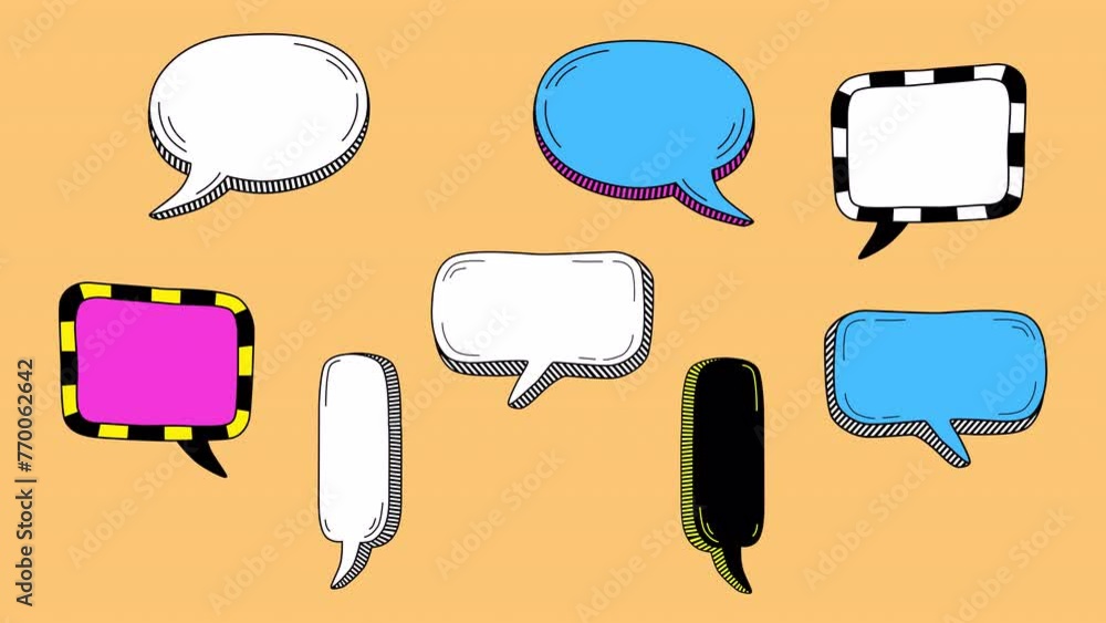 8 animated speech bubbles in cartoon comic style with alpha channel ...