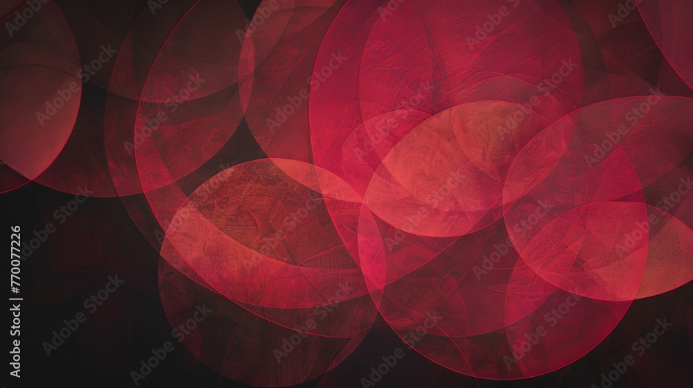 Semi-translucent overlapping circles in red for radiant abstract art ...