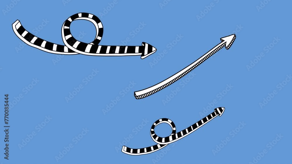 3 dynamically animated cartoon arrows on a transparent background ...