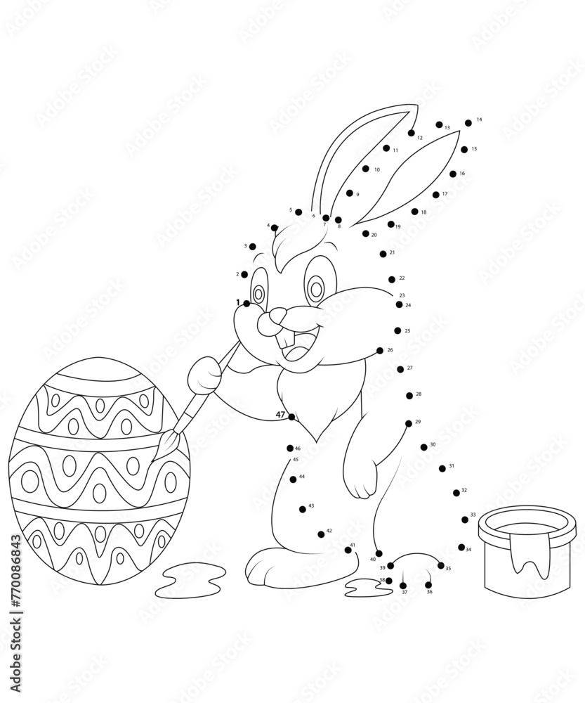 Vetor de Dot To Dot Easter Coloring Page for kids. Dot Coloring page ...