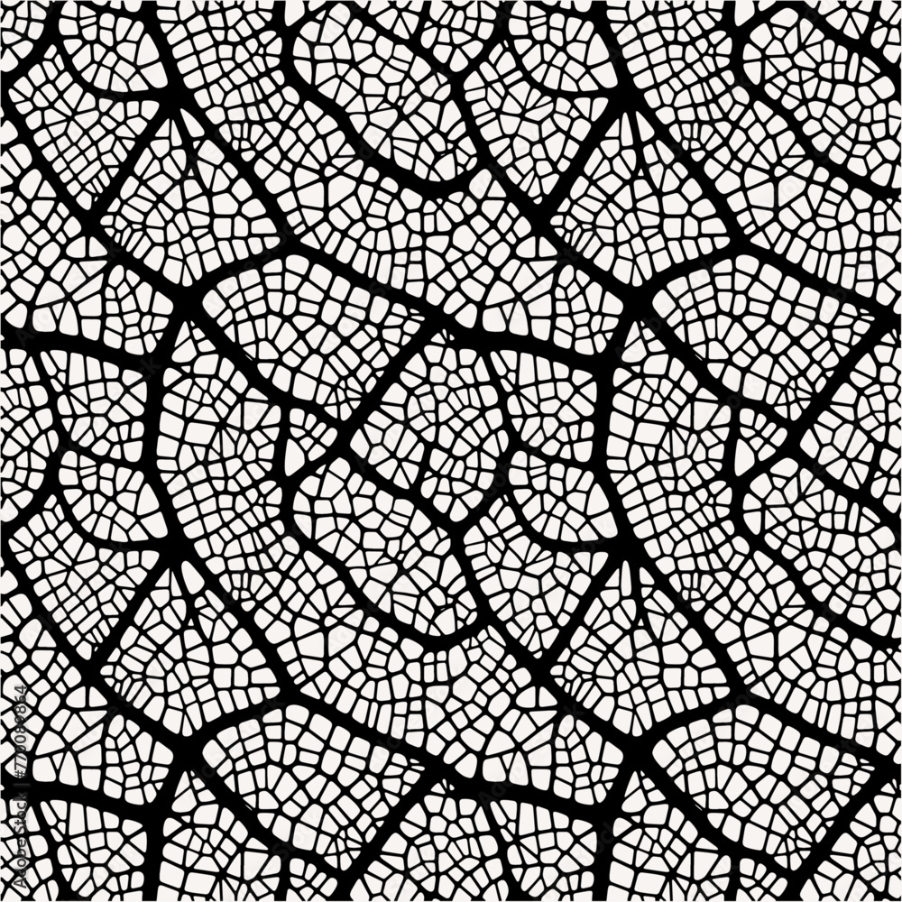 Organic seamless Voronoi pattern. Abstract black & white vector ...