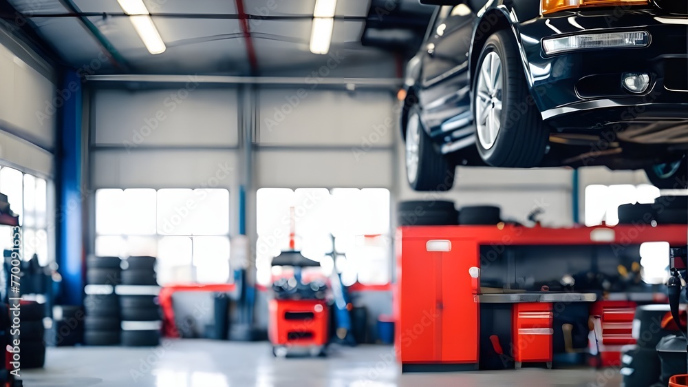 Blurred Auto Repair Shop Background: Automotive Workshop, Mechanic ...