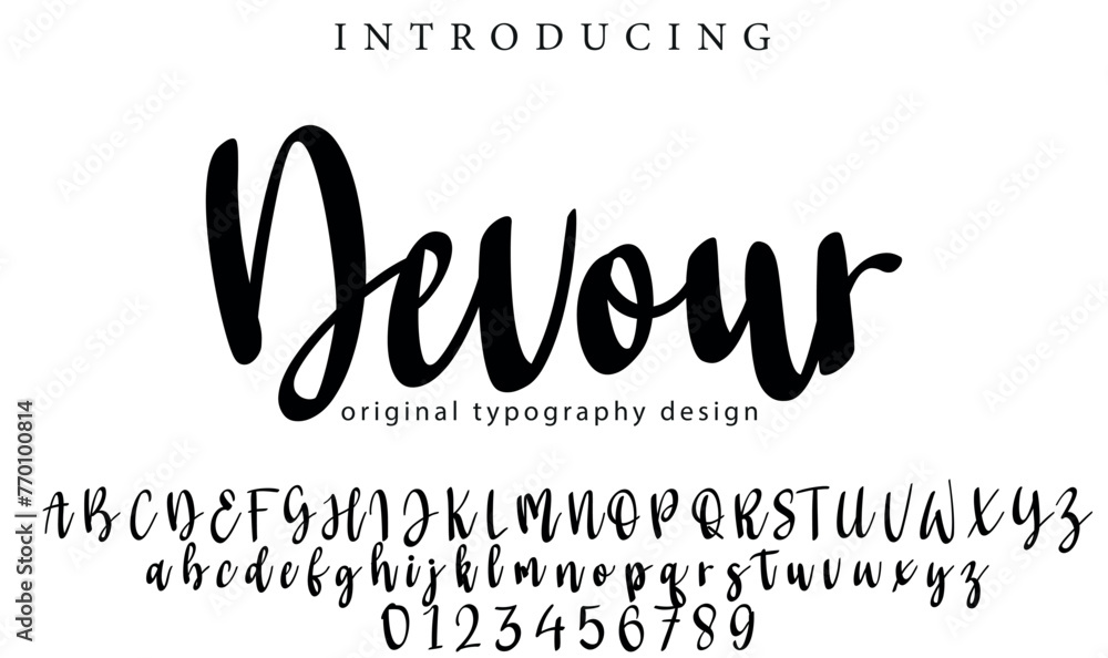 Devour Font Stylish brush painted an uppercase vector letters, alphabet ...