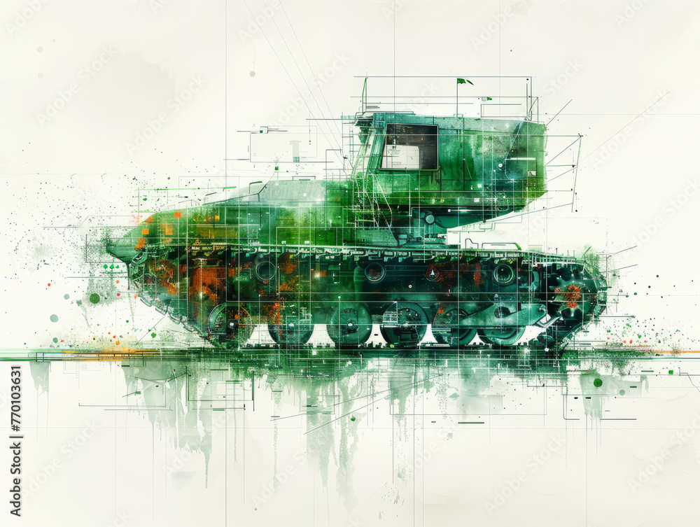 Abstract Military Tank Concept with Technological Design Elements Stock ...