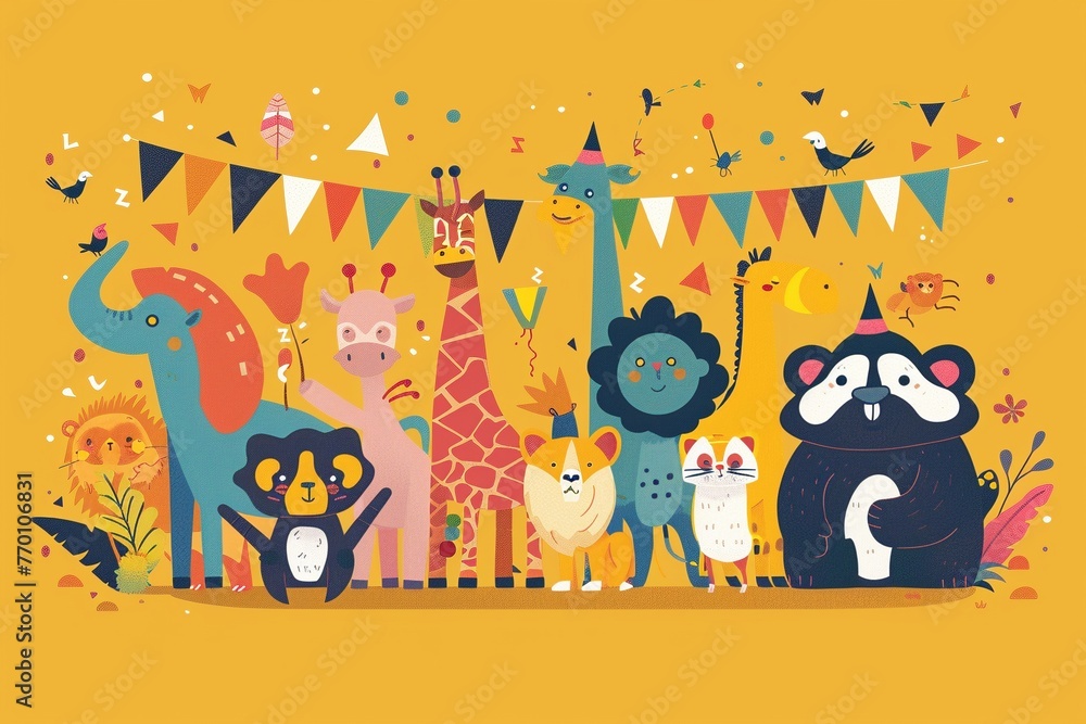 A mischievous menagerie throws a sophisticated soirée! This flat ...