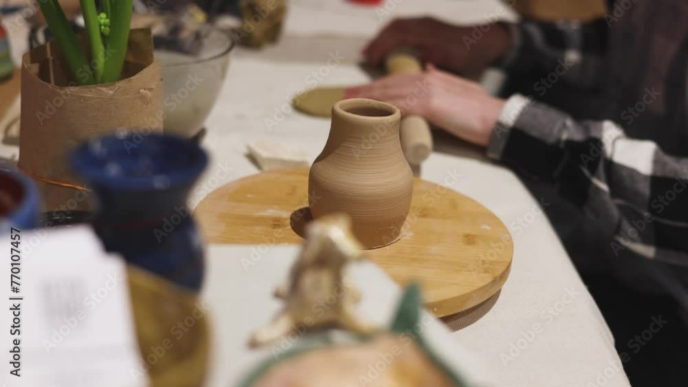 Pottery lesson master class for kids children, process of making clay ...