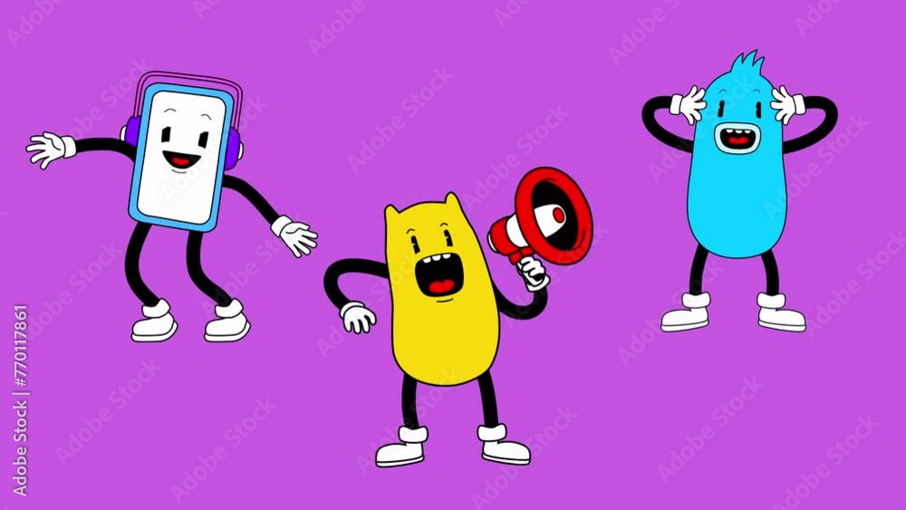 Trendy cartoon character animations isolated on a transparent ...