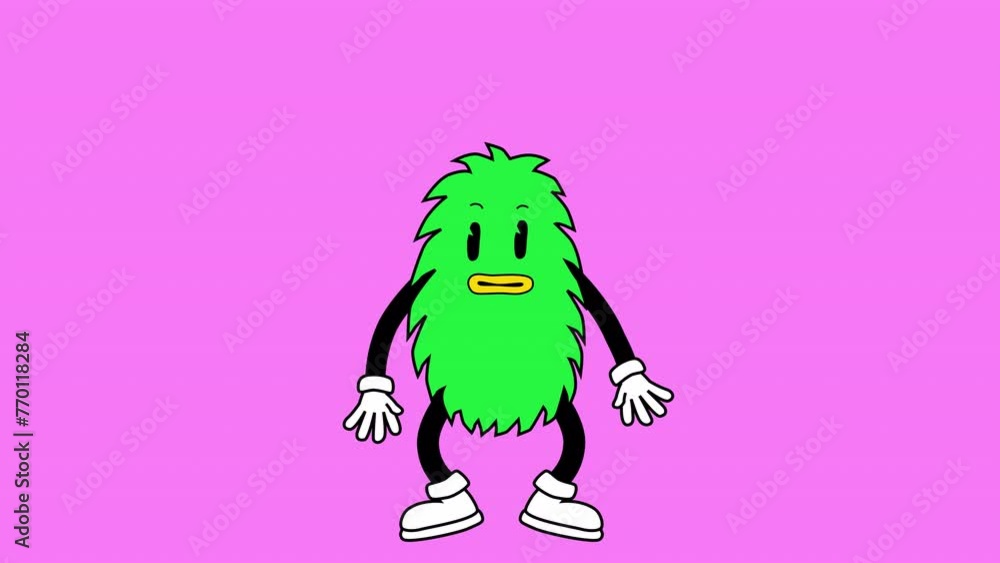 Trendy cartoon shouting monster character animation on a transparent ...
