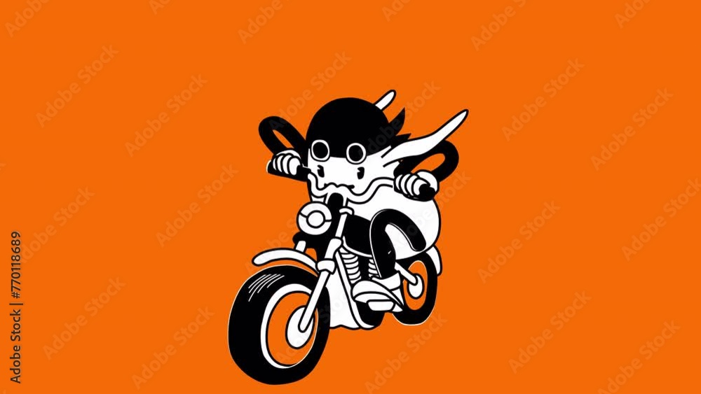 Trendy cartoon animation of biker character riding a motorcycle and ...