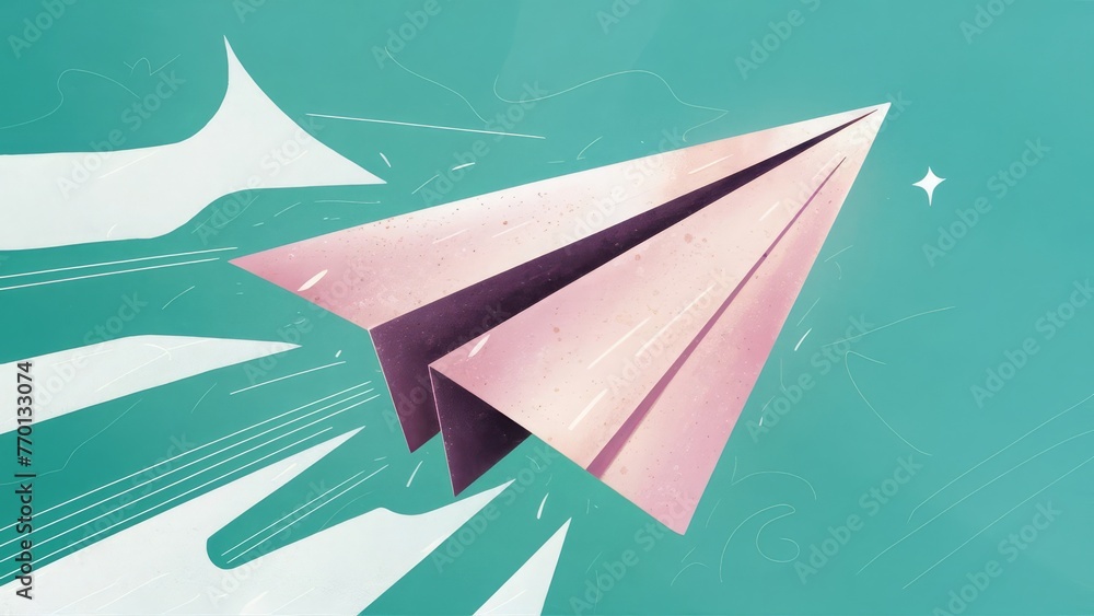 a paper airplane, showcasing its folded design with crisp edges and ...