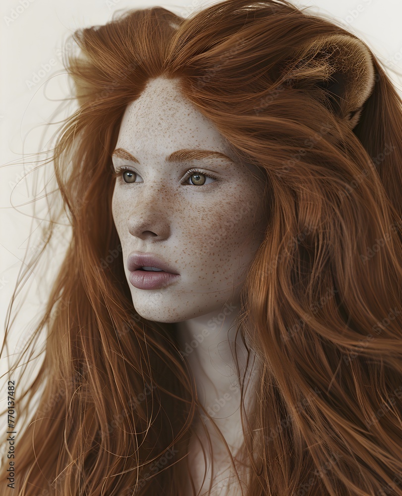 lion woman, anthropomorphic hybrid of human and animal, portrait of a ...