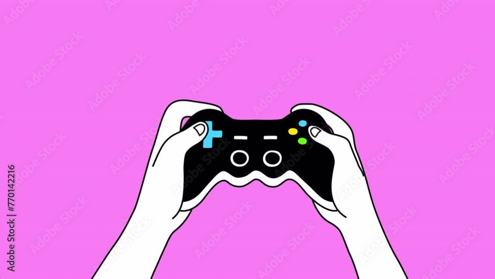 Vidéo Stock Cartoon character animation of hands holding vintage game ...