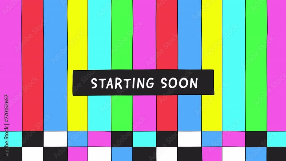 Cartoon animation of no signal color bars tv screen background with ...
