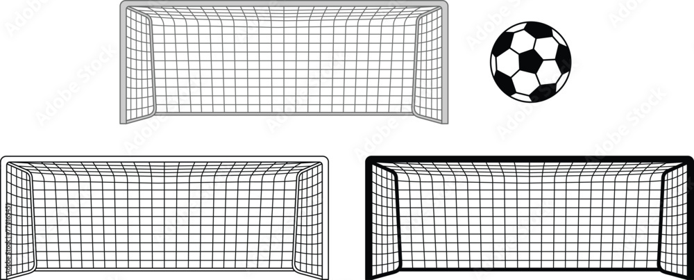 Soccer / Football Net and Ball Vector Clipart - Outline, Silhouette ...