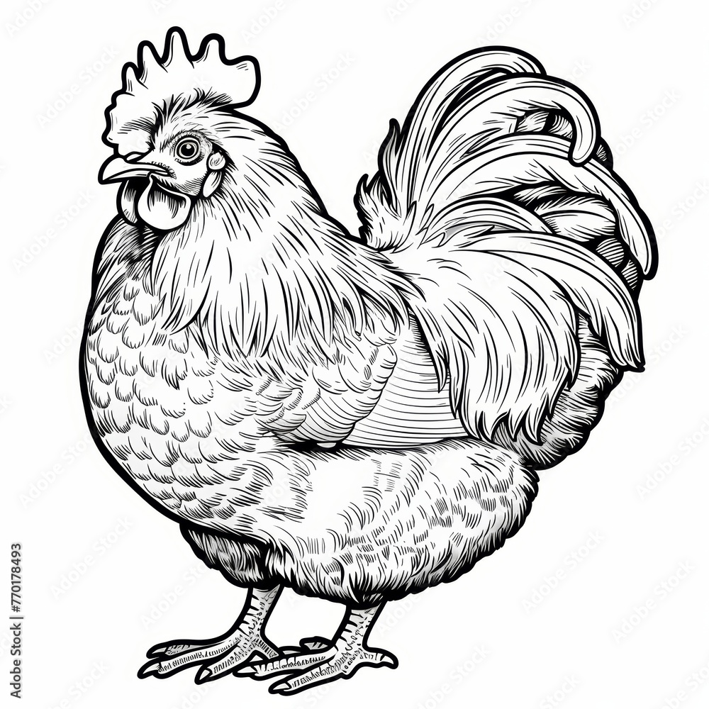 a simple of Silkie Chicken, Farm animal, simple vector svg illustration ...