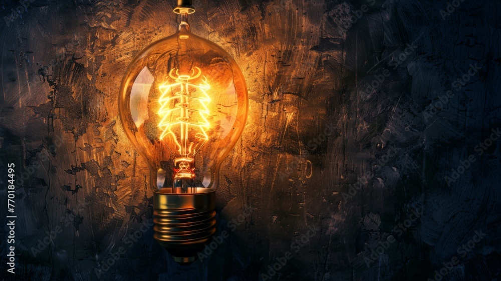 Edison bulb illuminating rustic metal backdrop - A vintage Edison light ...