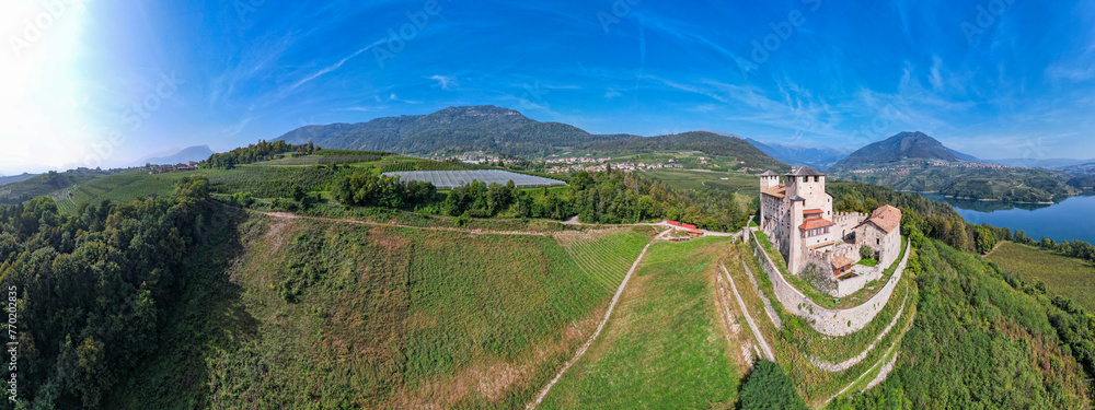 Apple Orchards growing around the Lago di Santa Giustina at the ...