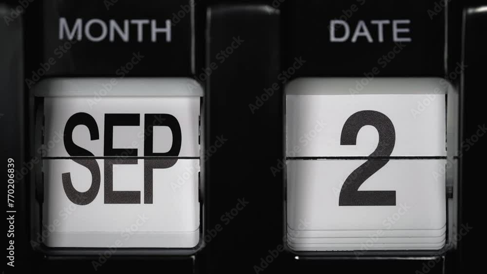retro flip calendar with a date change from the first of September to ...
