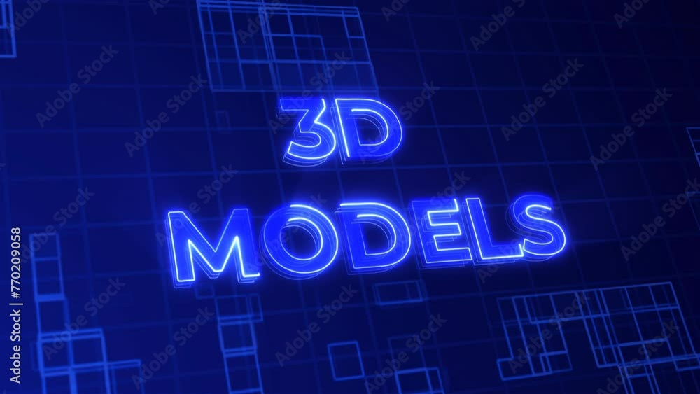 3D MODEL word neon text effect for high tech digital presentation or ...