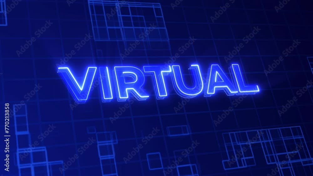 VIRTUAL word neon text effect digital lettering for high tech digital ...