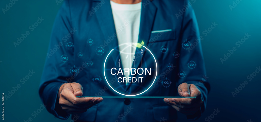 Businessman uses technology to exchange carbon credits Zero net ...