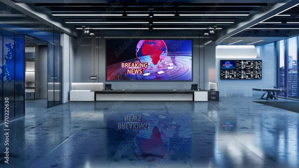 3D Virtual TV Studio News, Backdrop For TV Shows .TV On Wall.3D Virtual ...