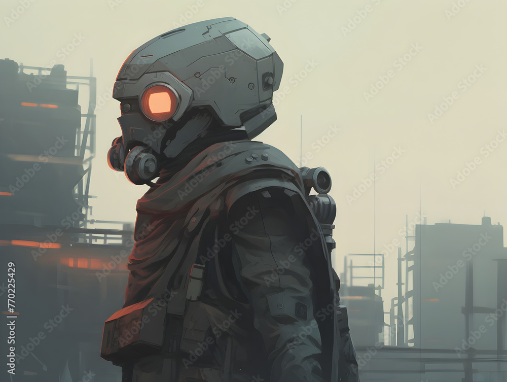 Futuristic Soldier Guarding the Dystopian Landscape,Clad in Advanced ...