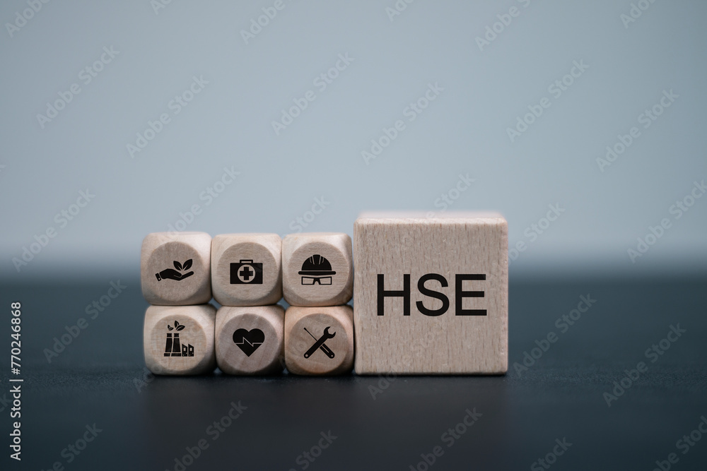 HSE, Health safety environment concept. Standard safe industrial work ...