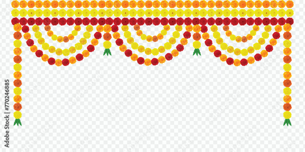 Toran marigold, Traditional indian, marigold, durga puja, Vector ...