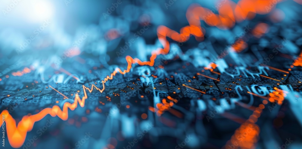 a chart showing an uptrend,A chart of the financial stock market with ...
