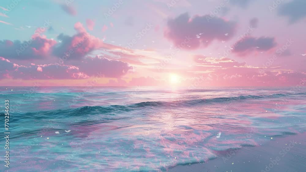 twilight at the beach. a serene sunset scene with a calming ocean ...