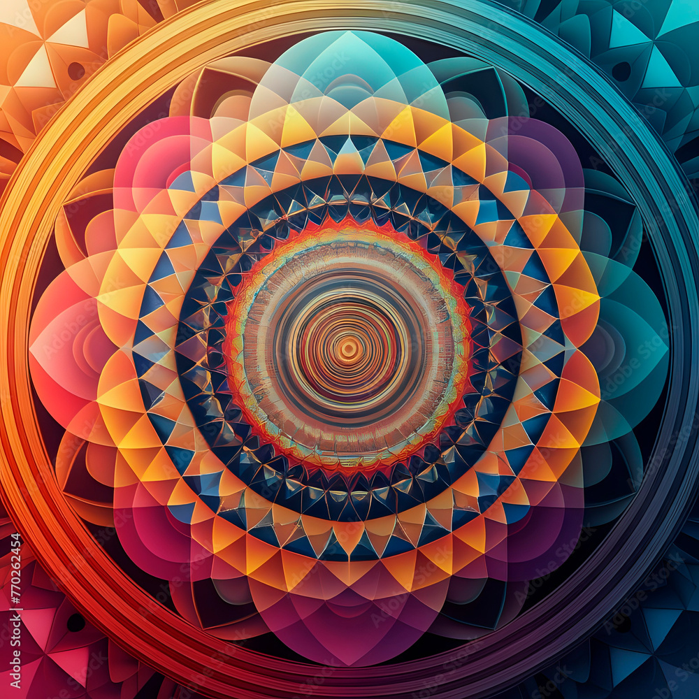 abstract digital art composed of overlapping circles and polygons ...