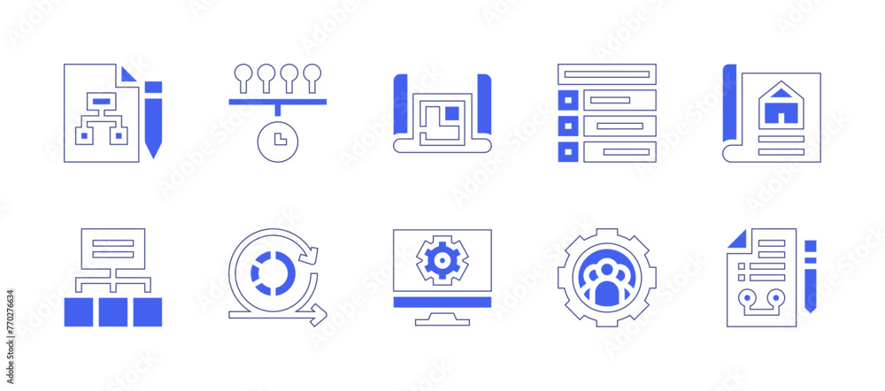 Project icon set. Duotone style line stroke and bold. Vector ...