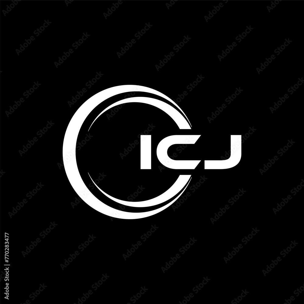 ICJ letter logo design with black background in illustrator, cube logo ...
