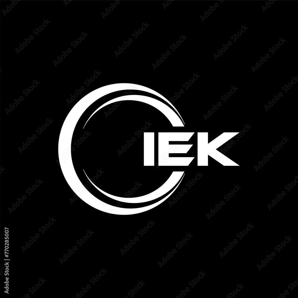 IEK letter logo design with black background in illustrator, cube logo ...