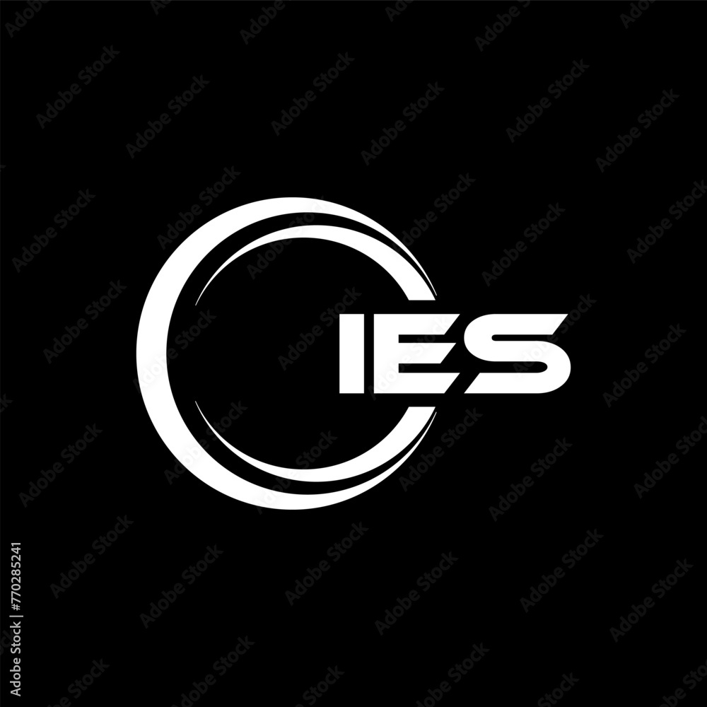 IES letter logo design with black background in illustrator, cube logo ...