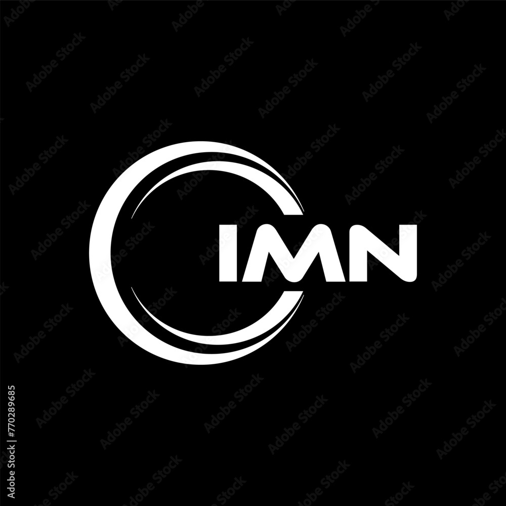 IMN letter logo design with black background in illustrator, cube logo ...