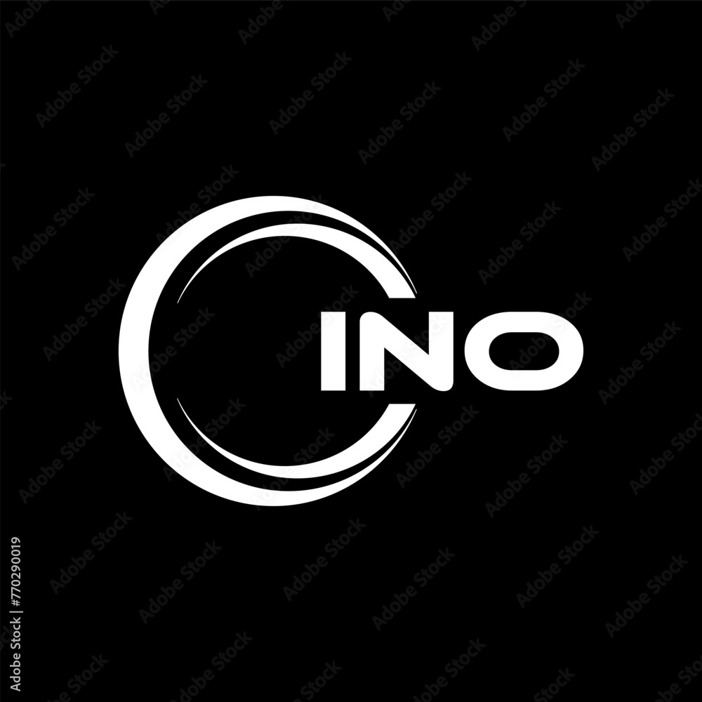 INO letter logo design with black background in illustrator, cube logo ...